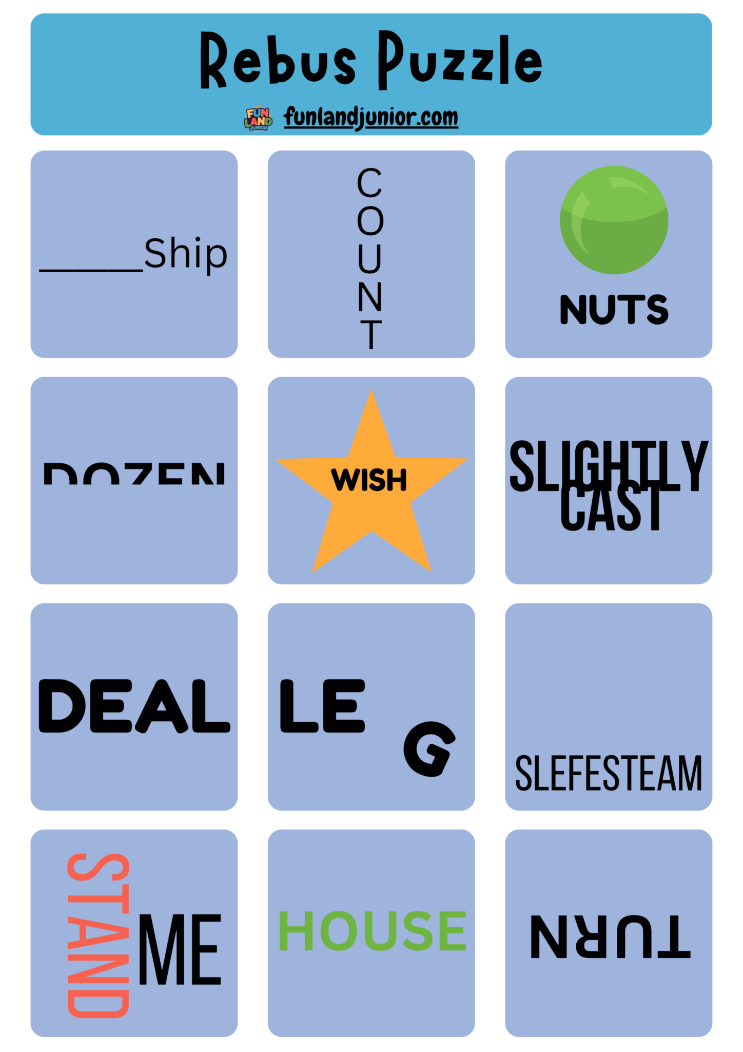 [36 New] Rebus Puzzles for Kids – Free Printable!