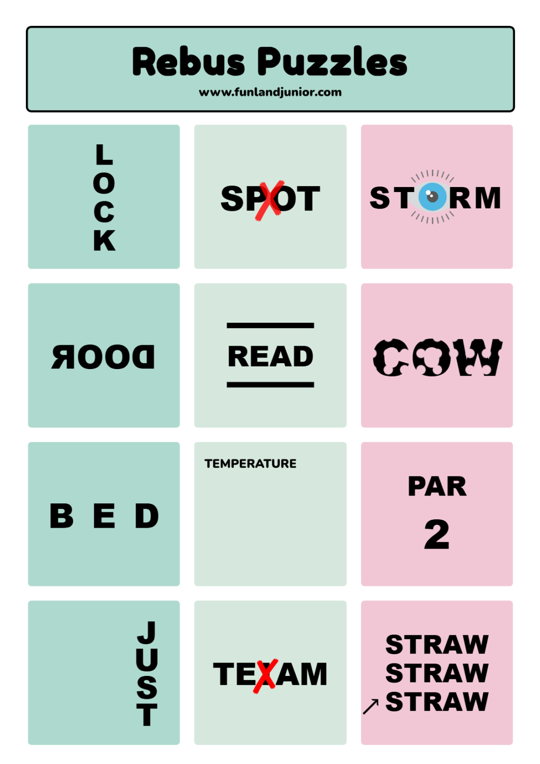 [24 Fun] Rebus Puzzles for Kids – Free Printable!